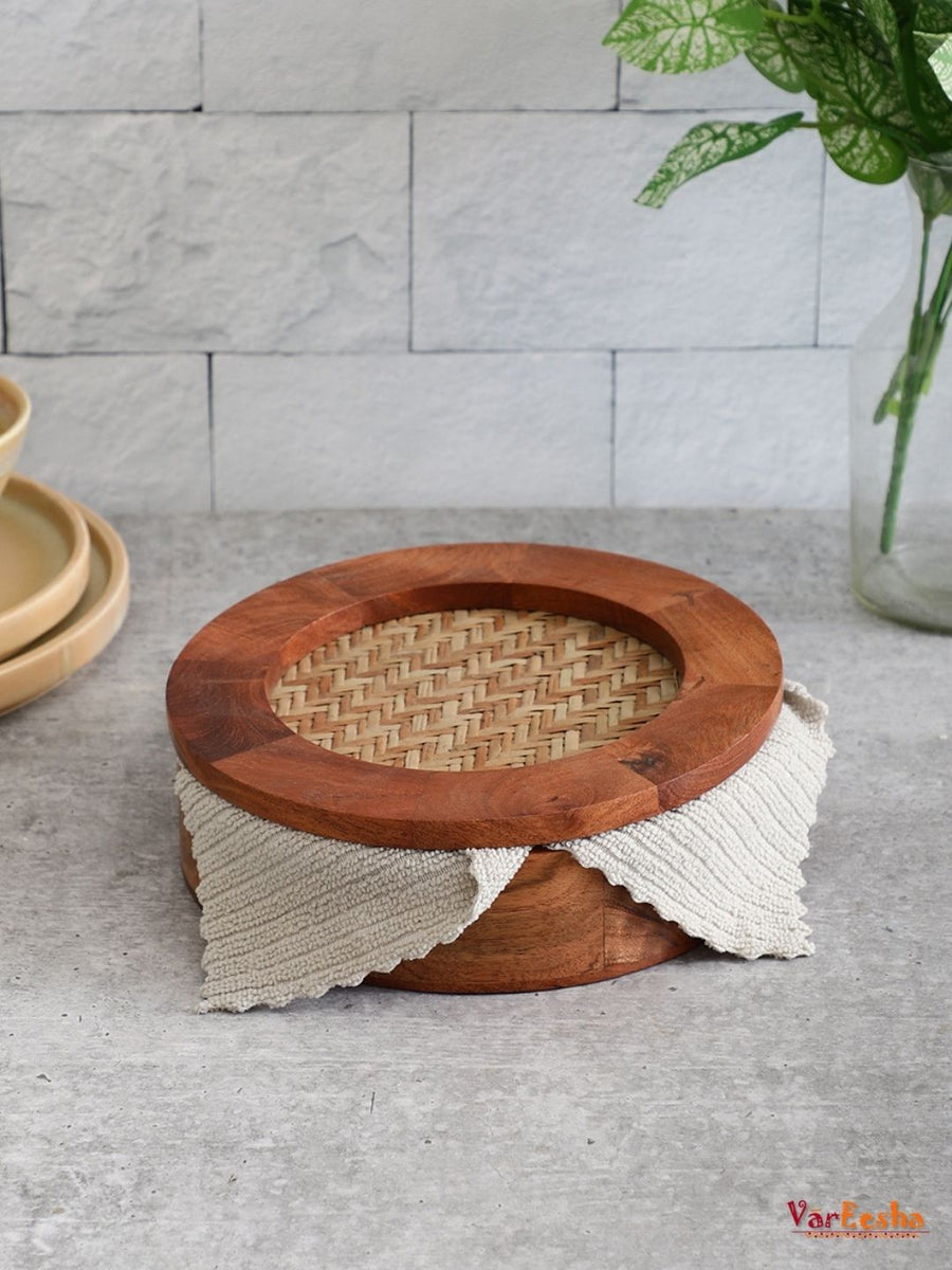 Hand Crafted Chatai Lid Acacia Wood Chapati Box – VarEesha