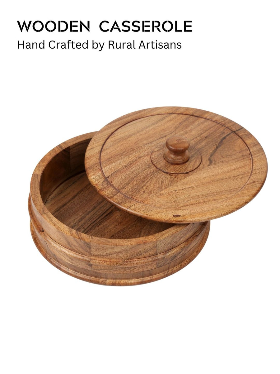 Hand-made Acacia Wood Flat Rim Base Chapati Box – VarEesha