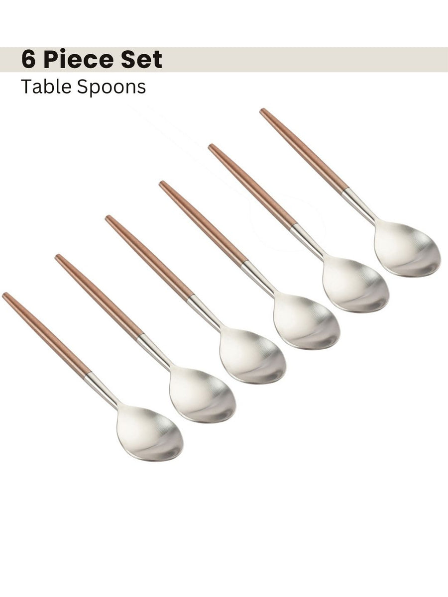 VarEesha Radiant Brown Handled Matt Finish Stainless Steel Table Spoons ...