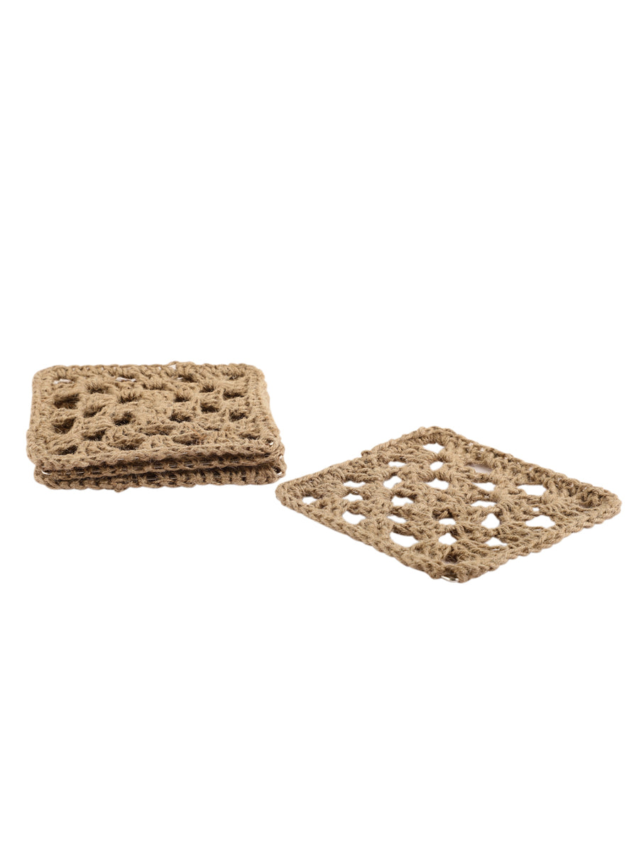 VarEesha Hand crafted Jute Crochet Trivets Set of Four