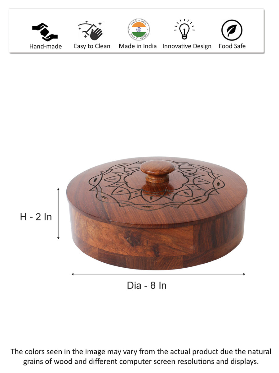 VarEesha Hand Carved Sheesham Wood Multipurpose Casserole Box for ...