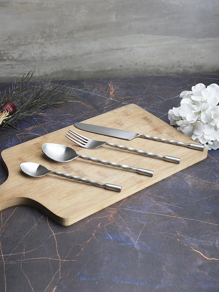 VarEesha Twisted Matt Stainless Steel Silverware Set/ Cutlery Set of Four