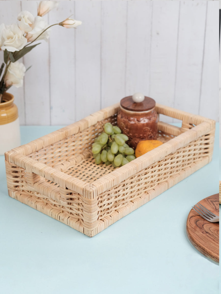 VarEesha Hand Woven Small Rattan Wicker Basket for Fruits/Condiments